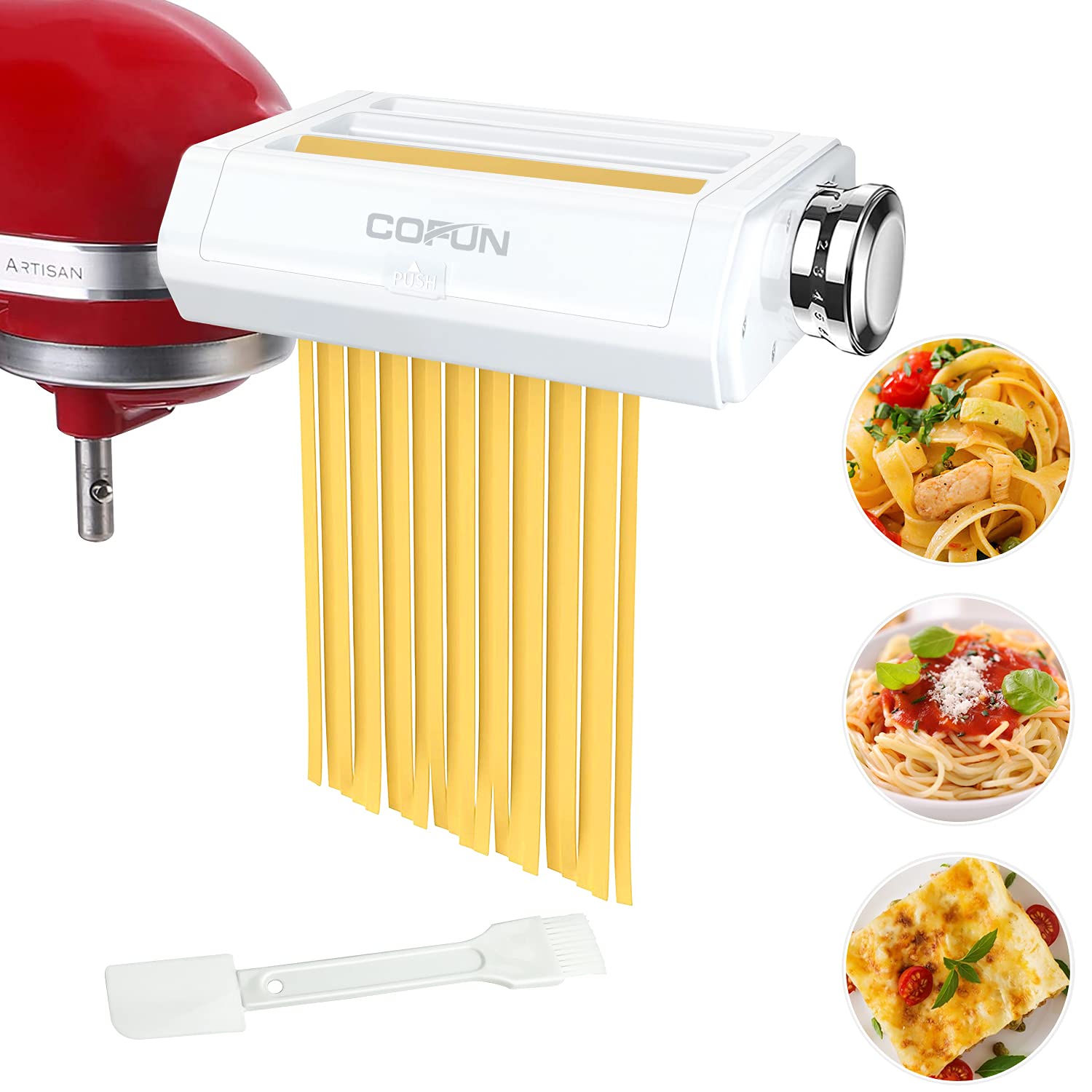 Pasta Maker Attachment for Kitchenaid Stand Mixer, Cofun 3 in 1 Pasta Machine Asseccories, Included Pasta Roller, Spaghetti Cutter, Fettuccine Cutter, Multifunctional Pasta Attachment for Kitchenaid