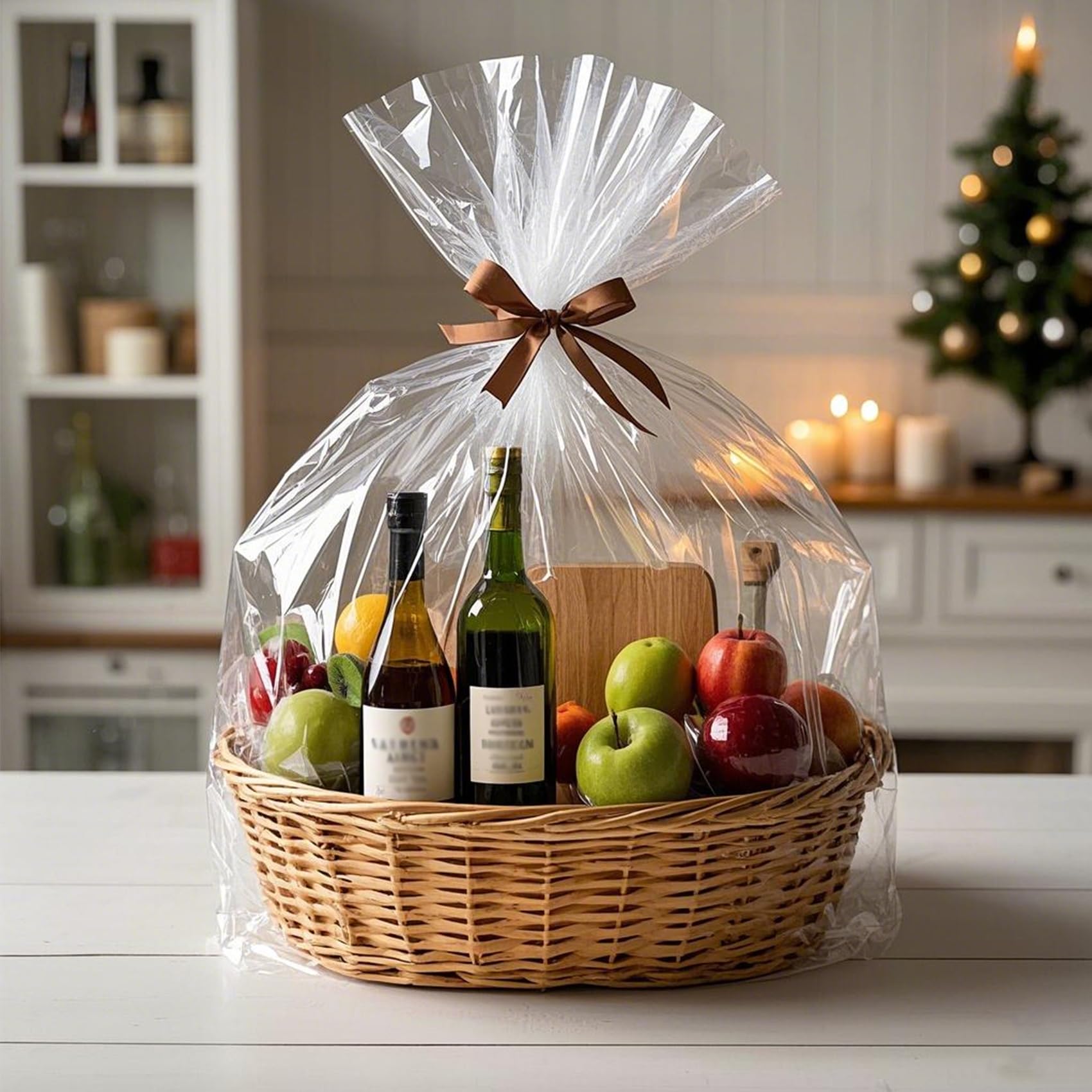 Morepack Large Cello/Cellophane Bags,30x 40 Inches Clear Basket Bags OPP Plastic Cellophane Wrap for Gift Baskets Packaging 10Pack