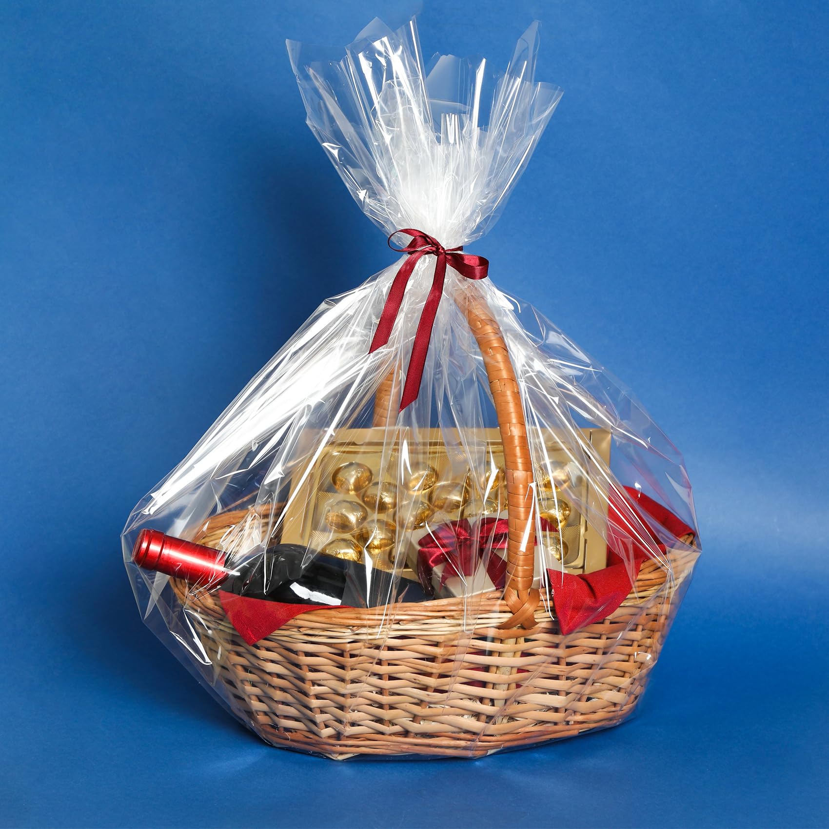Morepack Large Cello/Cellophane Bags,30x 40 Inches Clear Basket Bags OPP Plastic Cellophane Wrap for Gift Baskets Packaging 10Pack
