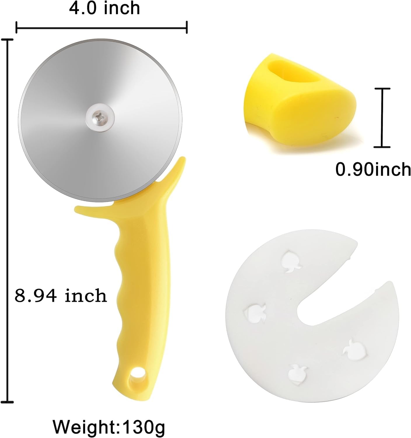 4-Inch Super Sharp Pizza Cutter Wheel,Stainless Steel Large Blade Pizza Cutter with Cover,Premium Kitchen Pizza Slicer with Good Grips Handle,Easy to Clean and Dishwasher Safe-Yellow