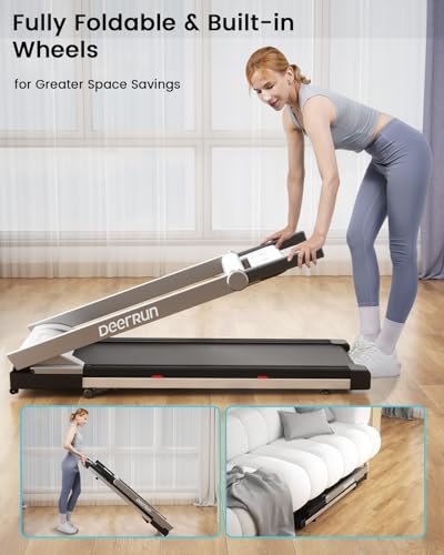 DeerRun Treadmills for Home, 3.5HP Folding Treadmill with Incline, 350 LBS Weight Capacity Home Treadmill, Compact Portable Treadmill for Small Space Walking Jogging Running