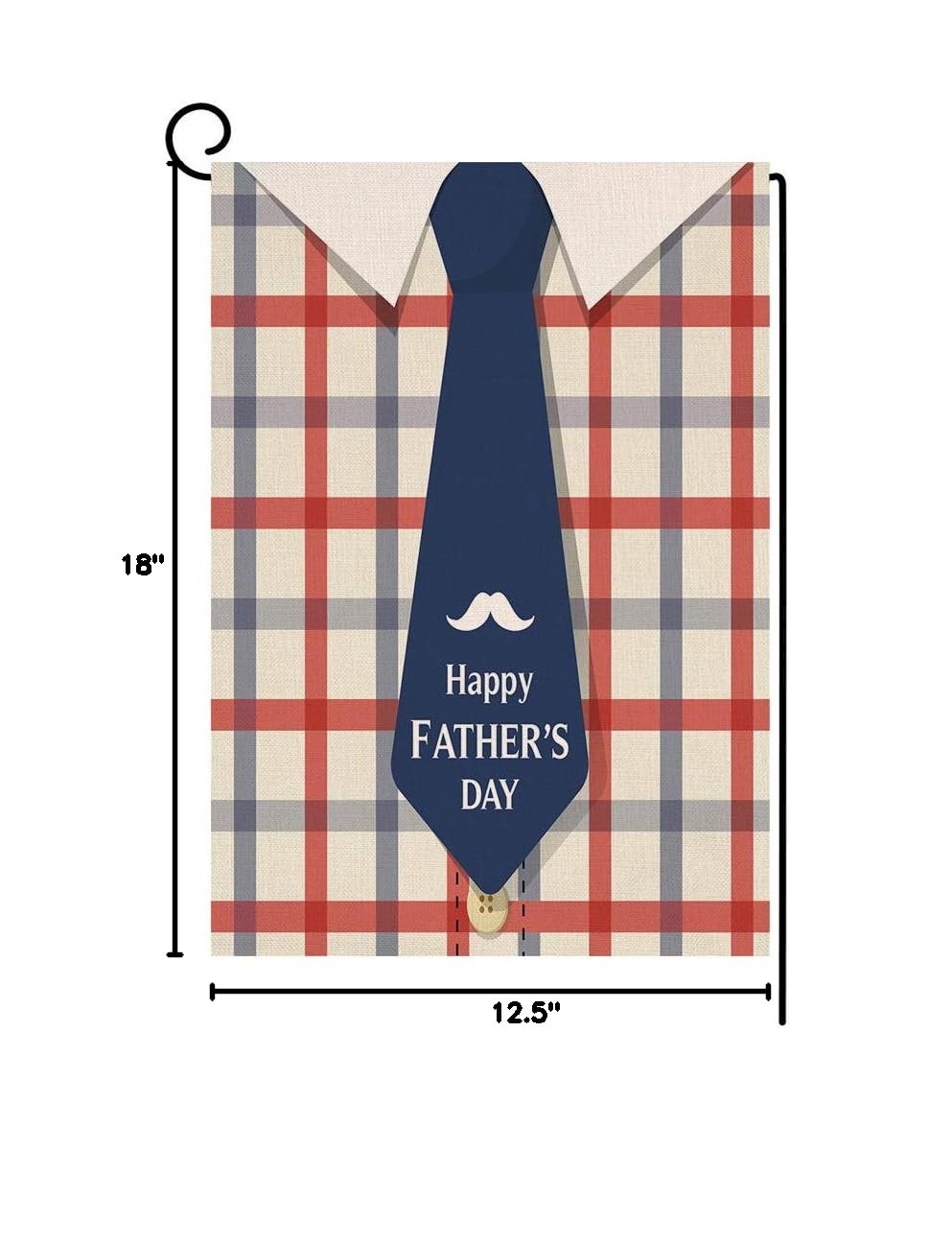 Father's Day Plaid Shirt Small Garden Flag Vertical Double Sided 12.5 x 18 Inch Work Hard Dad Burlap Yard Outdoor Decor