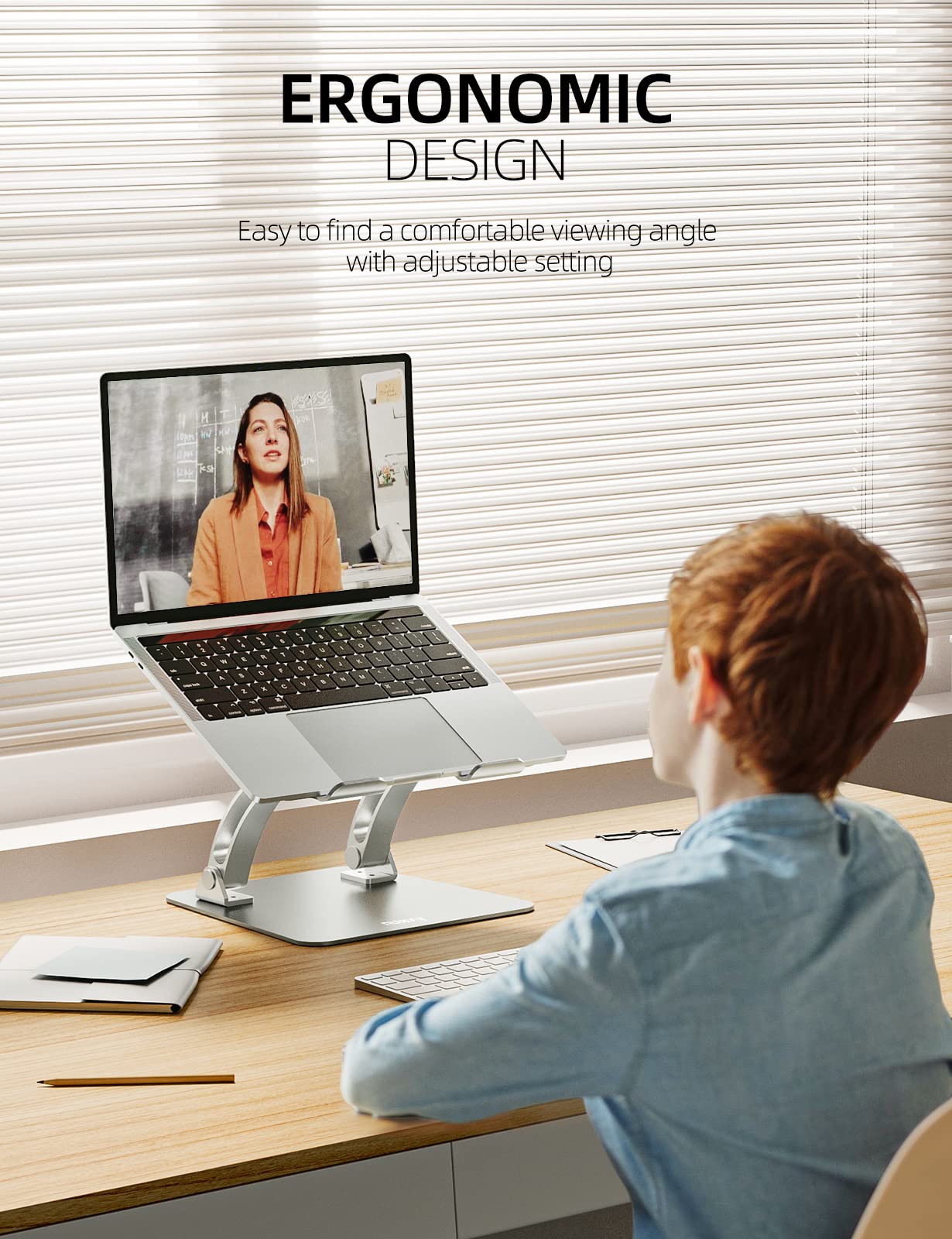Nulaxy Laptop Stand for Desk, Ergonomic Height Angle Adjustable Laptop Riser Holder with Heat-Vent Computer Stand Compatible with 10-17" Up to 22 Lbs Laptop Notebook Computer Silver