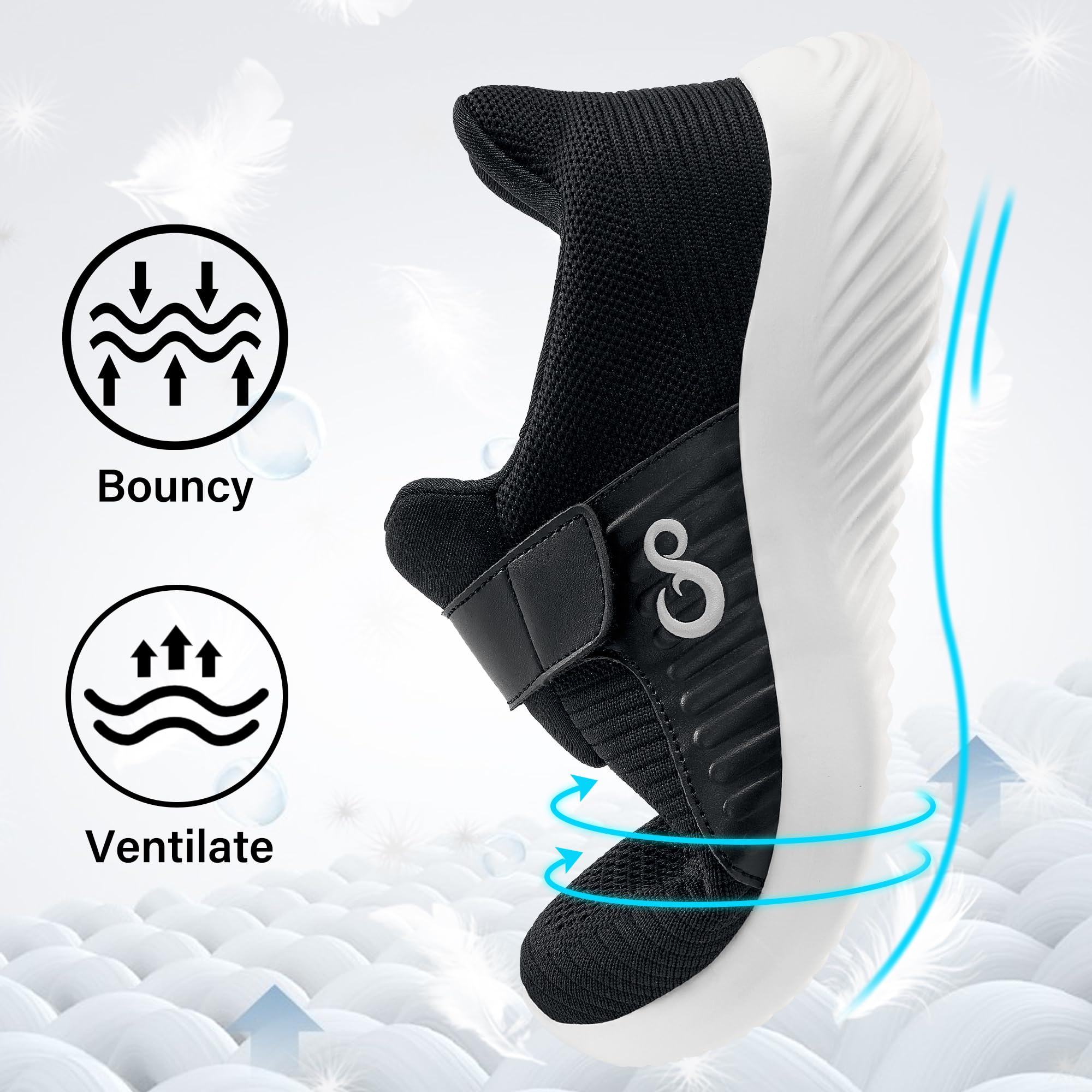 HARENCE Sneakers for Women Walking Shoes: Comfortable Breathable Mesh Sneaker Casual Lightweight Slip On Tennis Shoes Black