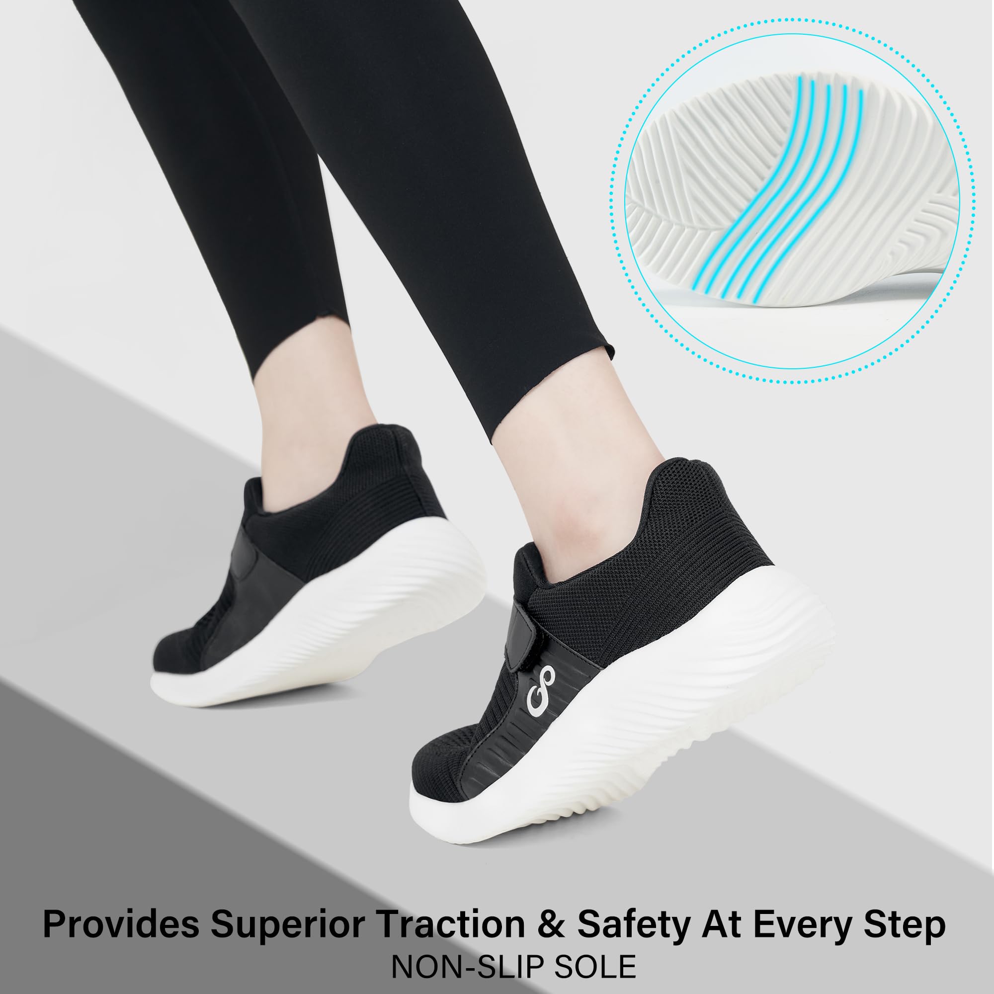 HARENCE Sneakers for Women Walking Shoes: Comfortable Breathable Mesh Sneaker Casual Lightweight Slip On Tennis Shoes Black