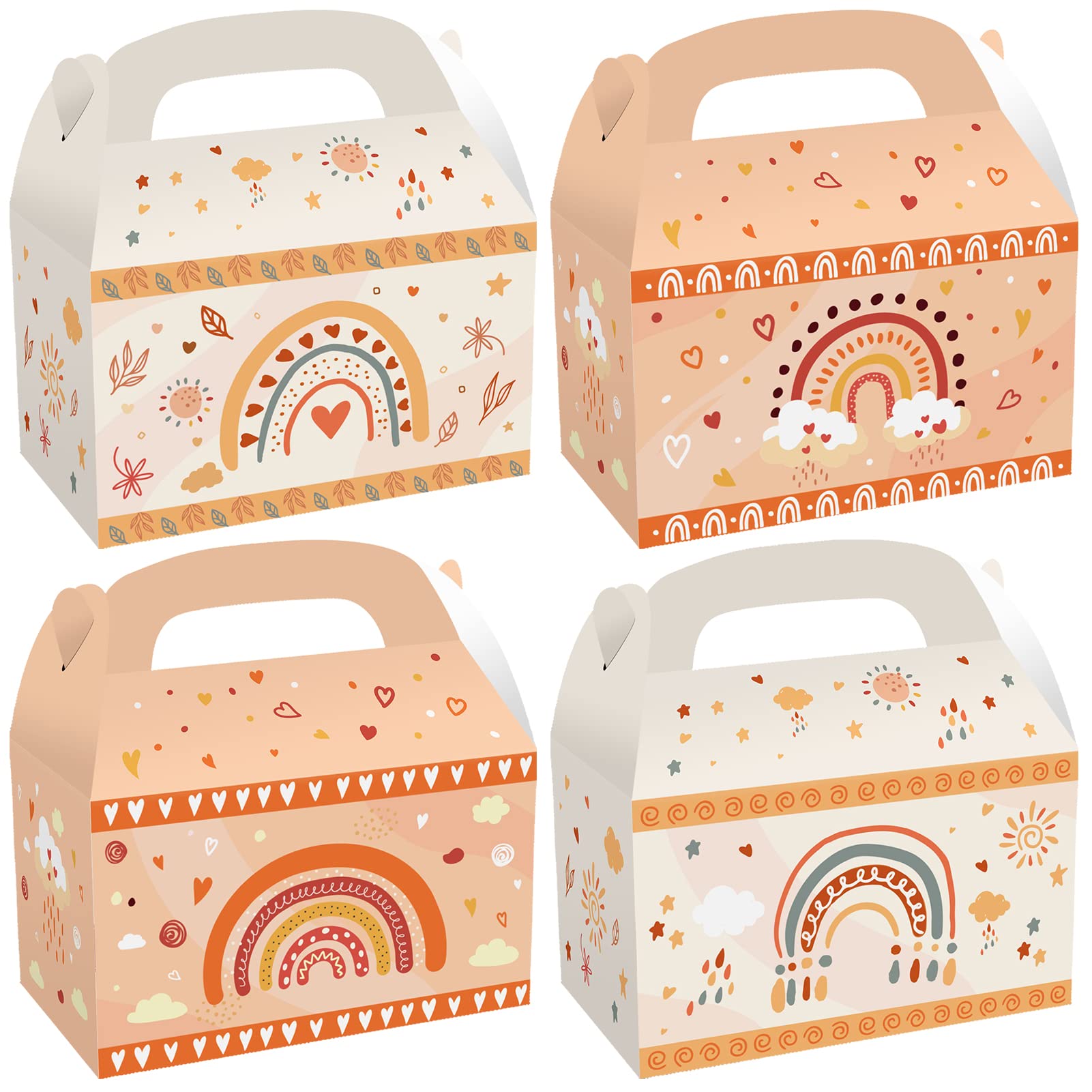 CIEOVO 24 Pack Boho Rainbow Party Goodie Gift Boxes, Boho Rainbow Paper Gift Boxes Bags for Boho Theme Kids Birthday Wedding Baby Shower Party Supplies Decoration