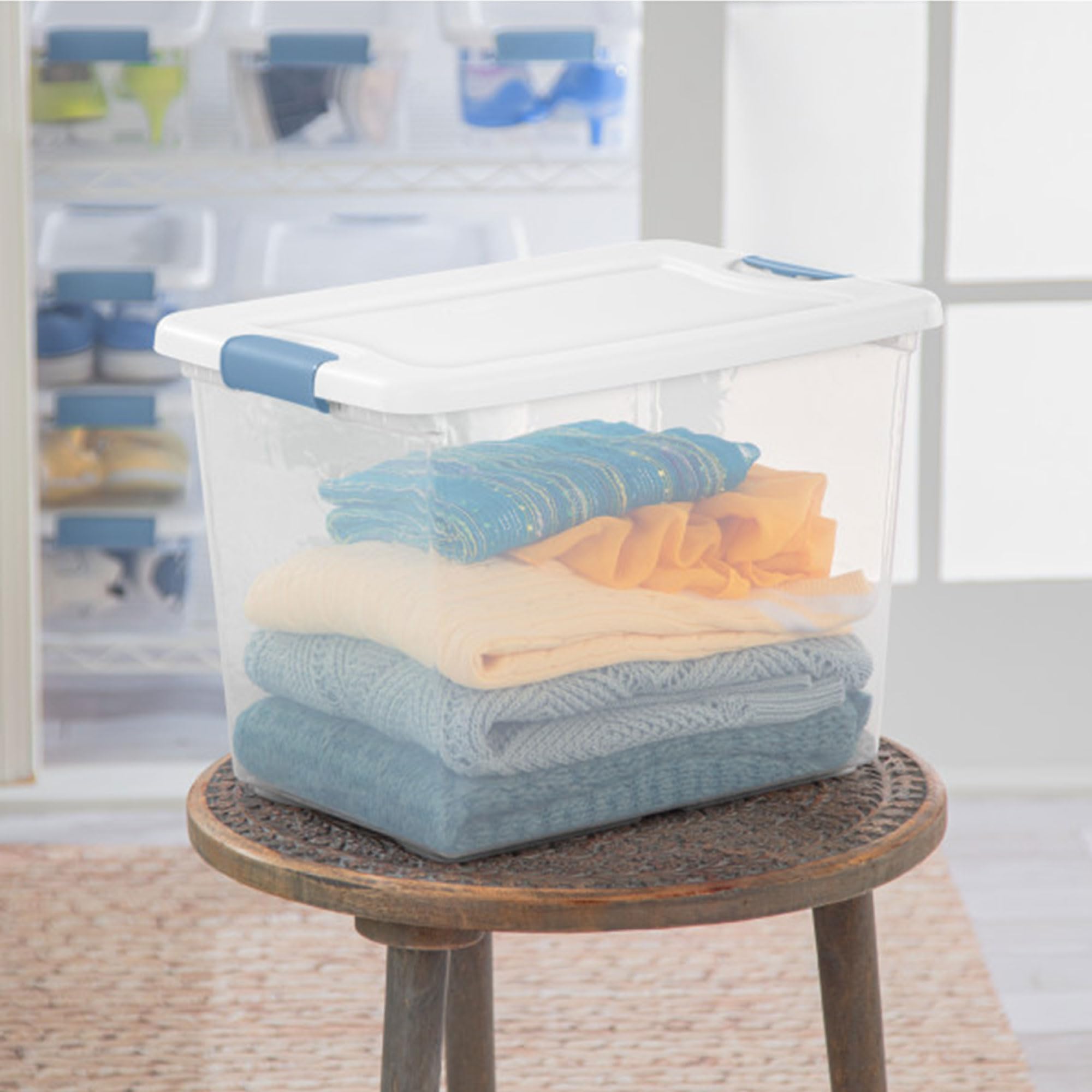 Sterilite 25 Qt./24 L Latching Box Clears, Quart, White, 6 Piece