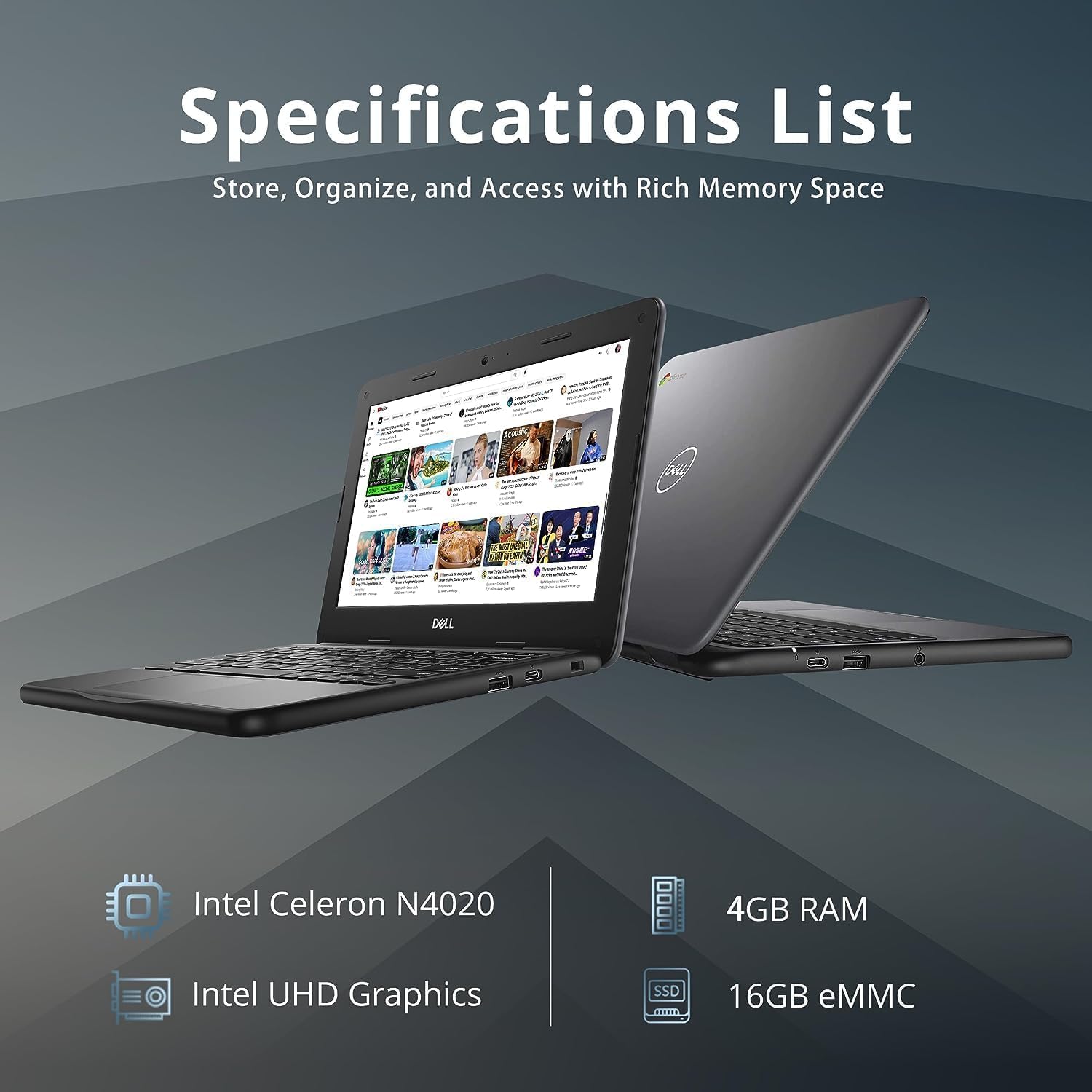 Dell Chromebook 11 3000 3100 11.6" Chromebook - HD - 1366 x 768 - Intel Celeron N4020 Dual-core (2 Core) - 4 GB RAM - 16 GB Flash Memory - Chrome OS - English (US) Keyboard - 14 Hour Battery Run
