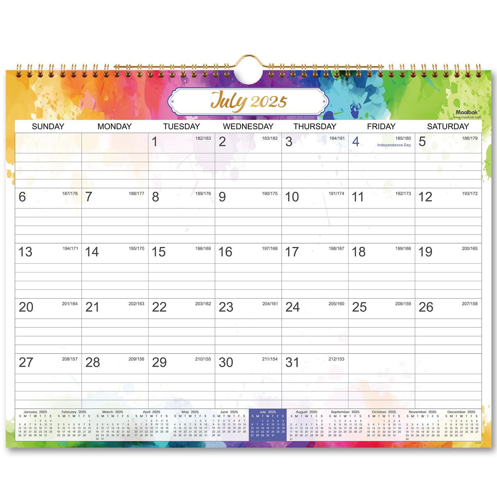 2023-2024 Wall Calendar - Jul.2023 - Dec.2024, 18 Months Wall Calendar 2023-2024, Monthly Calendar with Julian Date, 15 x 11.5 in, Twin-Wire Binding, Great for Hanging on The Wall, Color Design
