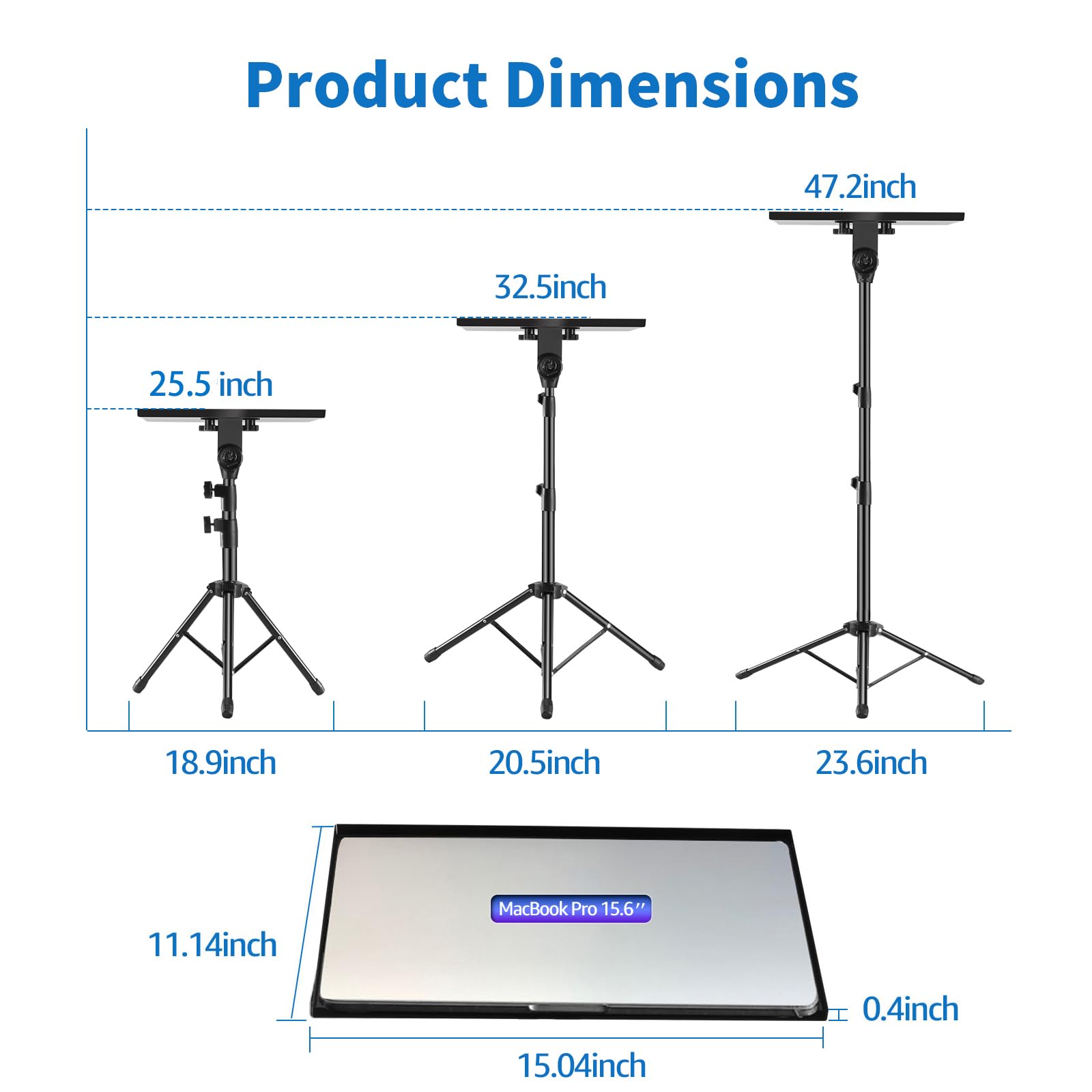 Projector Stand,Laptop Tripod Stand Adjustable Height 17.7 to 47.2 Inch with Gooseneck Phone Holder, Portable Projector Stand Tripod for Outdoor Movies-Detachable Computer DJ Racks Holder Mount