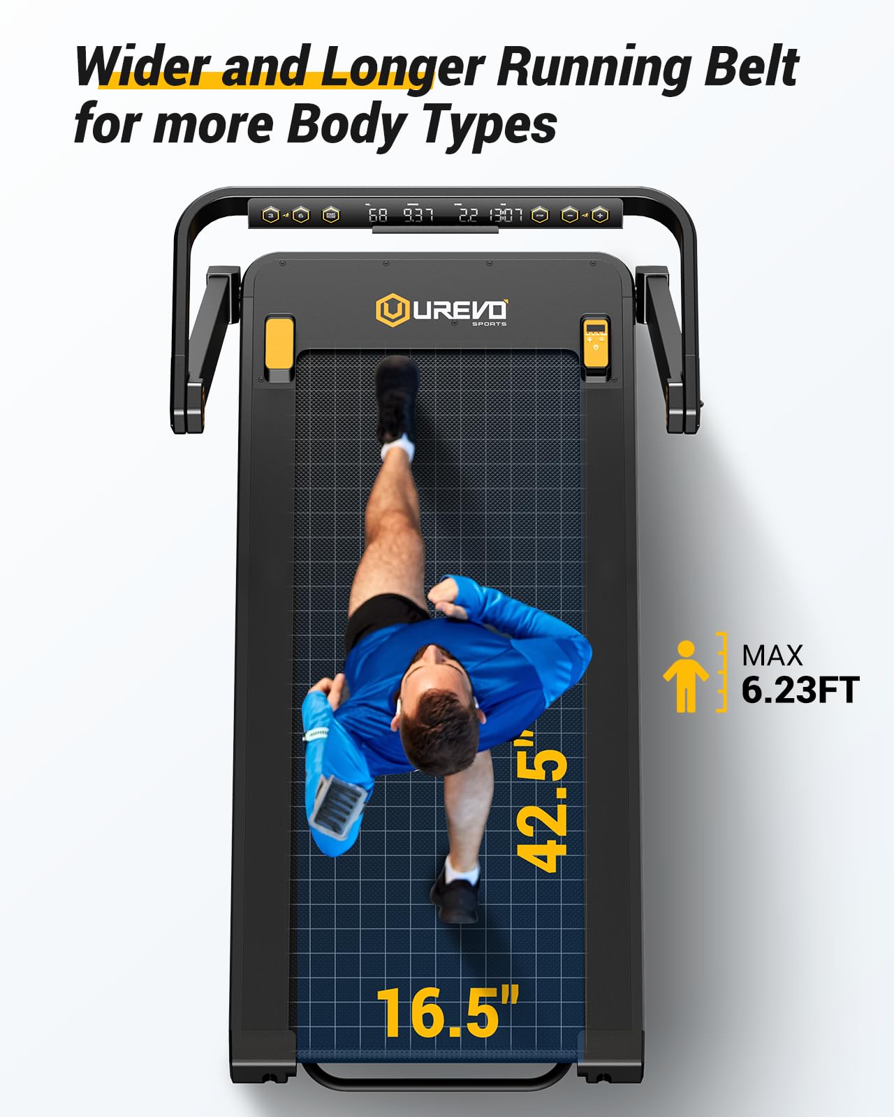 UREVO Walking Pad with Incline, 3 in 1 Portable Folding Treadmills for Home/Office, 2.5 HP Under Desk Treadmill, Large Running Area, Remote Control, LED Display