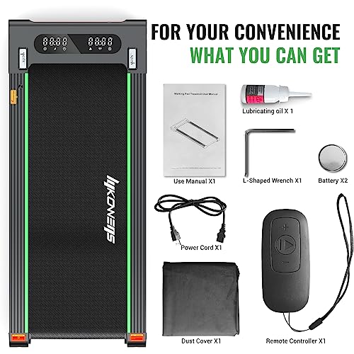 LYKOWENS Walking Pad Treadmill Under Desk, 16.9 inch Running Belt 2.5HP Walking Treadmill Under Desk with Remote Control, 300 Lb Capacity for Home, Office and Apartment