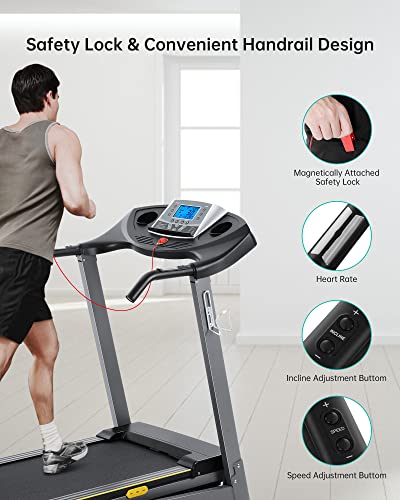Auto Incline Treadmill 12-Level Automatic Incline Adjustment Folding Treadmill Electric Treadmill for HomeWorkout Running Machine Pre-Set Training Programs & Large LCD Display