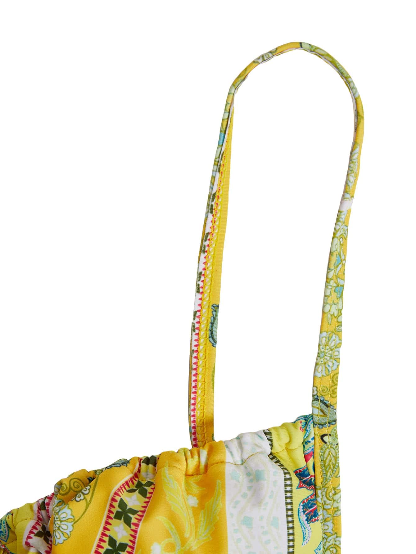 WDIRARA Women's Floral Print Tie Side Swimwear Straps Bikini Sets Swimsuits Yellow Floral M