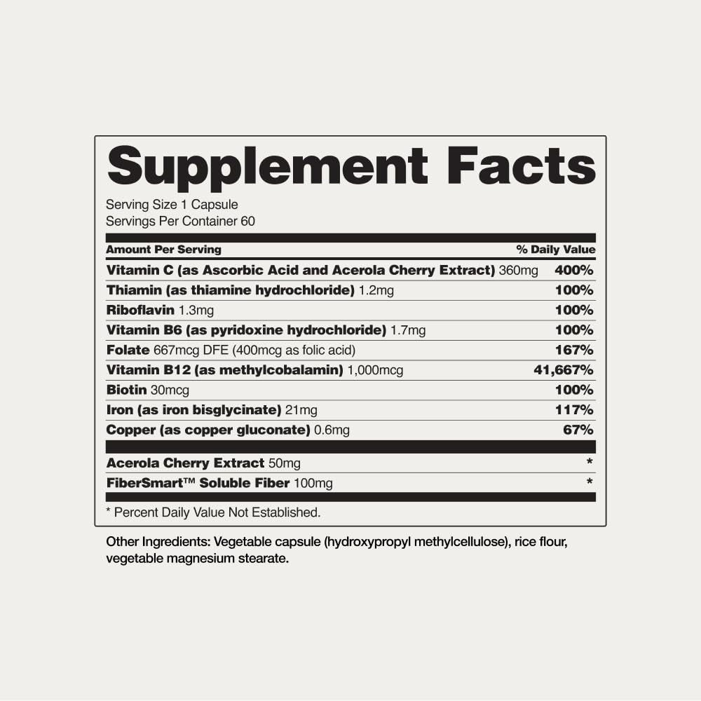 Natural Blood Builder Iron Supplements, 21mg Iron Pills to Increase Energy, Metabolism & Digestion, Absorbs Quickly Vitamins Organic Nutrients (60 Capsules)