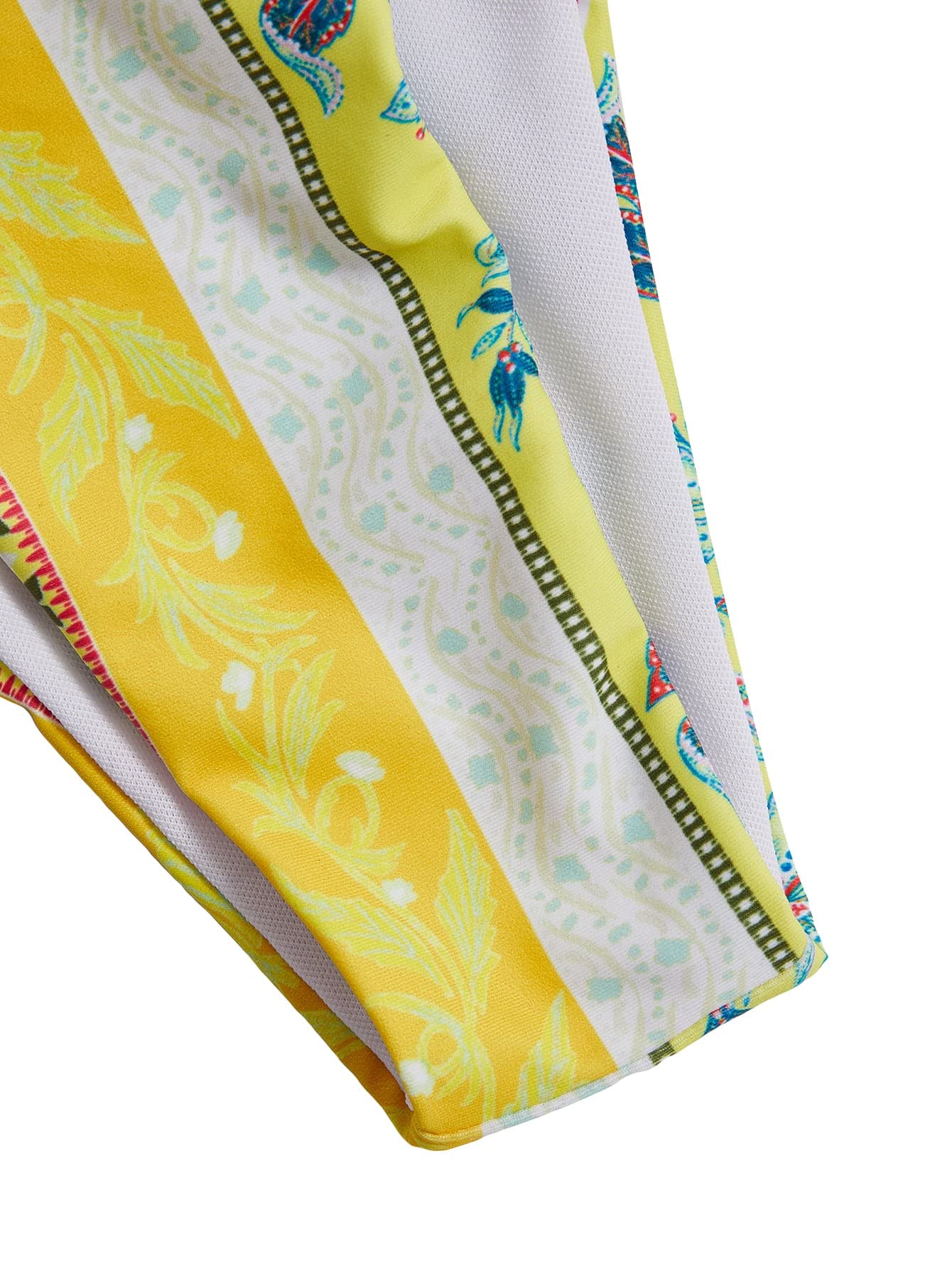 WDIRARA Women's Floral Print Tie Side Swimwear Straps Bikini Sets Swimsuits Yellow Floral M