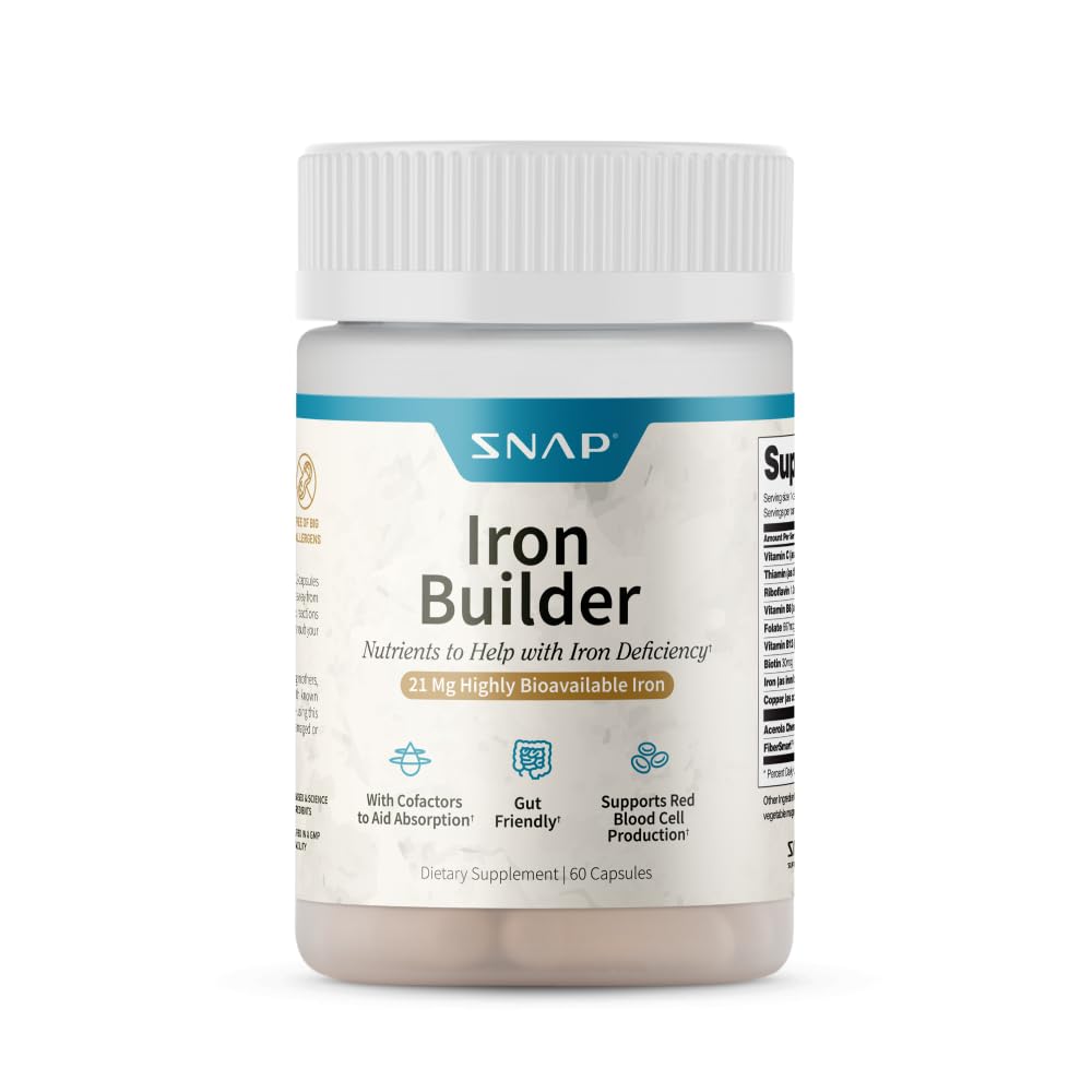 Natural Blood Builder Iron Supplements, 21mg Iron Pills to Increase Energy, Metabolism & Digestion, Absorbs Quickly Vitamins Organic Nutrients (60 Capsules)
