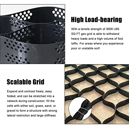 LILANAI 1/2/3/4/5/6 Inch Wide Gravel Geocells Grid, Heavy Load Resistance Geo Grid Ground Grid Stabilizer, for Landscaping Slopes Garden (Size : 1x2m/3.3x6.6ft)