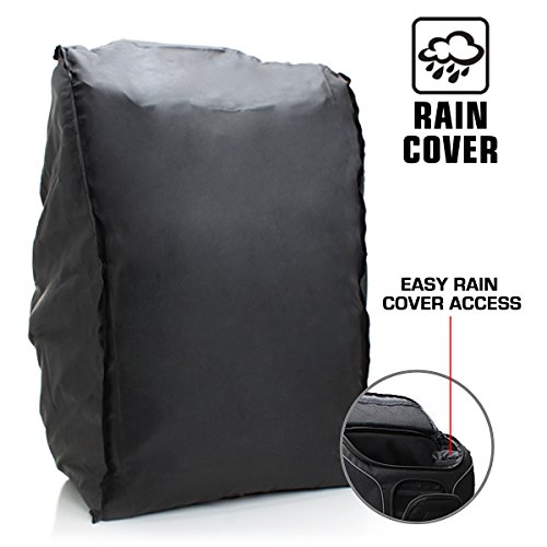 USA GEAR DSLR Camera Backpack Case - 15.6 inch Laptop Compartment, Padded Custom Dividers, Tripod Holder, Rain Cover, Long-Lasting Durability and Storage Pockets - Compatible with Many DSLRs (Black)
