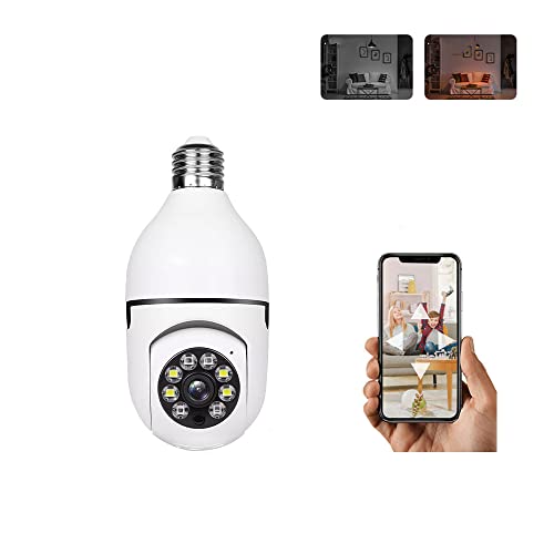 METRICSQUARE Light Bulb Security Camera Home Wireless WiFi Camera 360°PTZ Surveillance Camera Baby Monitor Nanny Cam Pet Camera Video Recording with Audio Remote Control with Phone APP