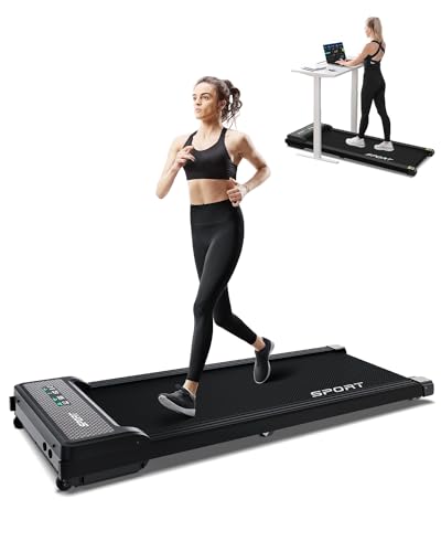 Walking Pad Treadmill Under Desk, 2 in 1 Desk Treadmill Space Saving for Home Office, Portable Treadmill 265lbs Capacity 2.25 HP Walking Pad, Lightweight Walking Jogging Machine,Installation Free