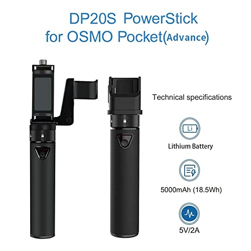 Smatree Portable Osmo Pocket 2 PowerStick(Power Bank) Compatible for DJI Osmo Pocket 2 & DJI Osmo Pocket, Handheld Smartphone Holder Mount Bracket for Osmo Pocket Camera