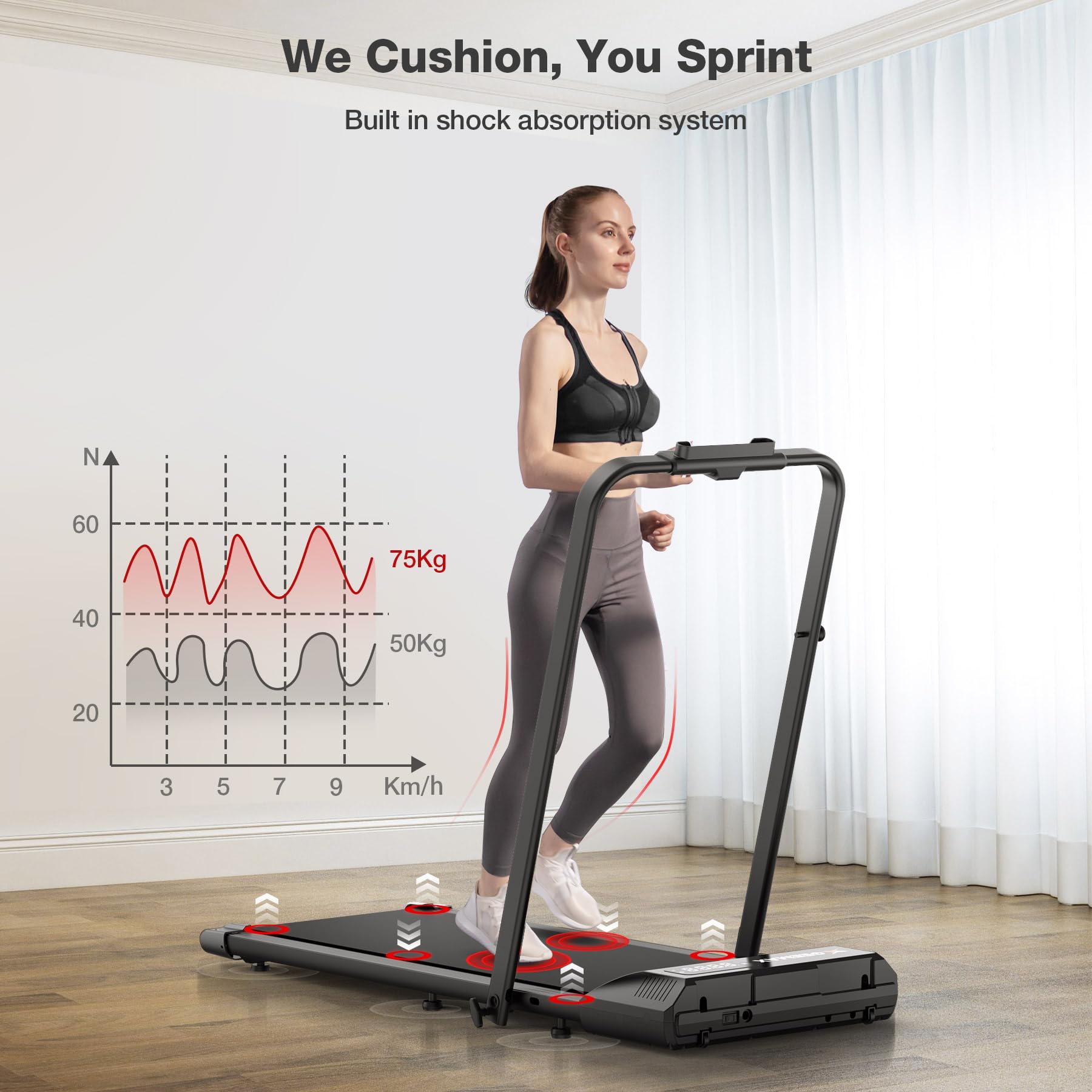 GEEMAX 2 in 1 under desk treadmill, Foldable Compact Treadmill for Small Spaces, Workout Electric Exercise Running Walking Machine Fitness Equipment with Remote Control for Home Gym Office 6.0MPH Gray