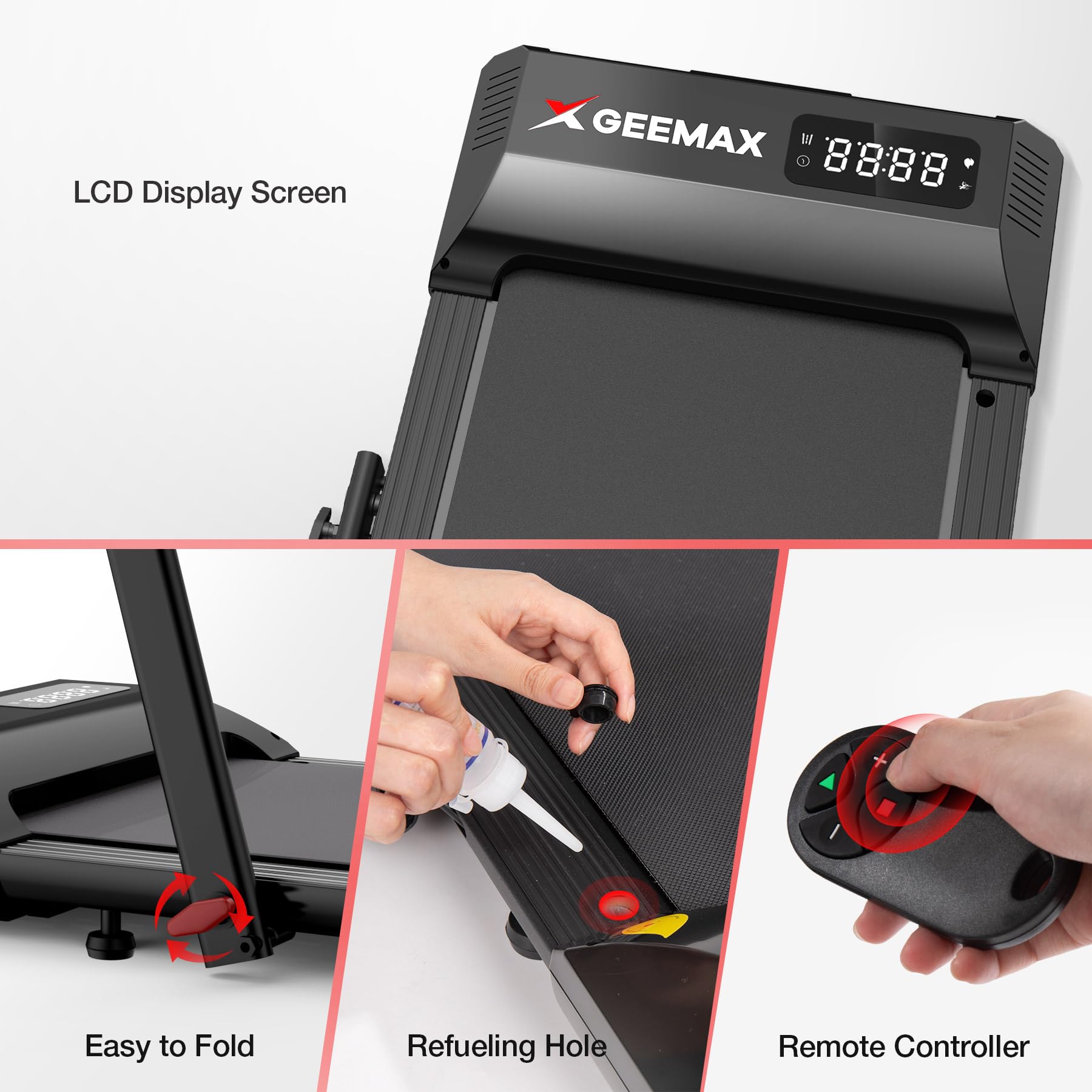 GEEMAX 2 in 1 under desk treadmill, Foldable Compact Treadmill for Small Spaces, Workout Electric Exercise Running Walking Machine Fitness Equipment with Remote Control for Home Gym Office 6.0MPH Gray