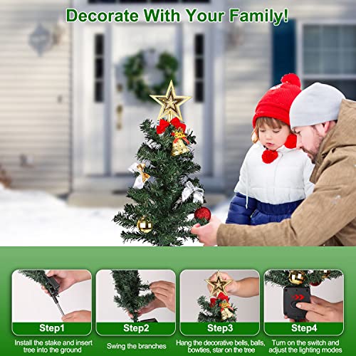 Solar Christmas Decorations Tree Lights,Outdoor Waterproof 20LED-Lights for Yard Decorative, Solar Stake Lights Xmas Tree Garden Decor with Constant & Flashing Modes for Pathway Lawn Patio, 4 Pack