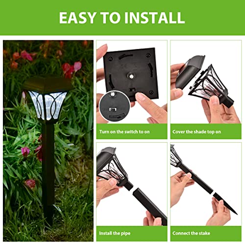 Dikeworf Solar Pathway Lights, 12 Pack Auto ON/Off Solar Garden Lights Outdoor IP44 Waterproof Solar Path Lights Landscape Decoration for Walkway Yard Lawn Patio(Cool White)