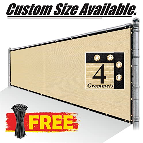 Royal Shade 3' x 10' Beige Fence Privacy Screen Windscreen Cover Netting Mesh Fabric Cloth - Cable Zip Ties Included - WE Make Custom Size