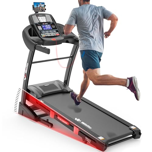 Winfita 4.5HP Foldable Treadmill for Home with 15% Auto Incline, 300 LB Capacity, 10 MPH Speed, 50"x18" Belt, App & Bluetooth Speakers, Charging Port, Tablet Holder, Pause Function, 64 Preset Programs