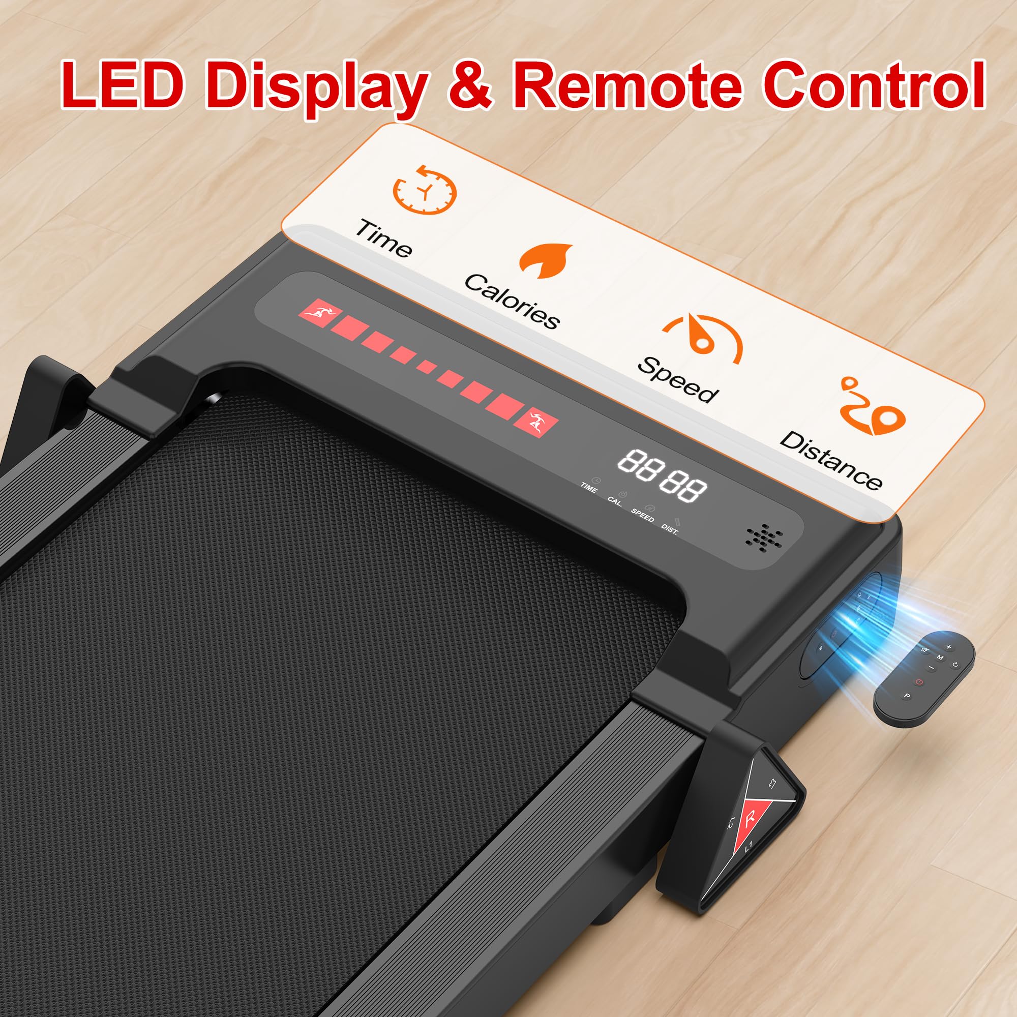 XMKEY Walking Pad-Under Desk Treadmill-2 in 1 Treadmills for Home-Walking Treadmill with Remote Control, Portable Mini Treadmill 265 lbs Capacity, Bluetooth and LED Display