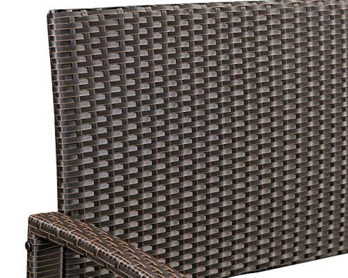 Patio Sense 63363 Miles Patio PU Wicker Steel FrameĀ All Weather Bench Attractive Woven Design Easy Assembly Lightweight Year Round Accent Patio Porch Lawn Garden Setting - Mocha