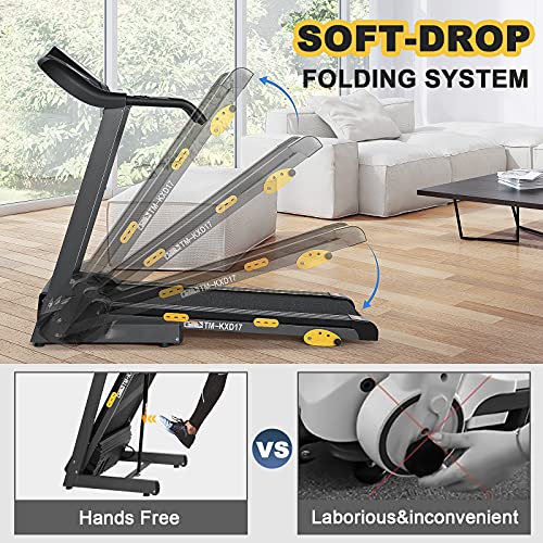Folding Treadmill Electric Treadmill Motorized Running Machine Tread Belt with 15 Preset Programs & Incline LCD Display & Cup Holder Home Gym 52.87 in(L)x26.77 in(W)x45.7 in(H)
