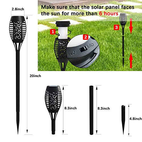 AOUNQ Solar Lights Outdoor Waterproof Blue, Upgraded 4 Pack Solar Torch Lights with Flickering Flame, Mini Solar Outdoor Garden Lights Tiki Torches for Outside Patio Yard Pathway Christmas Decor