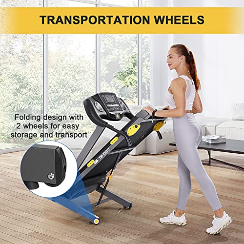 Folding Treadmill Electric Treadmill Motorized Running Machine Tread Belt with 15 Preset Programs & Incline LCD Display & Cup Holder Home Gym 52.87 in(L)x26.77 in(W)x45.7 in(H)