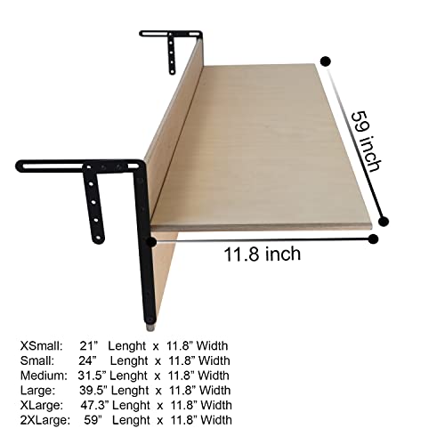 GENESIS WOODESIGN Balcony Bar Table for Railings, Balcony Folding Deck Table, Wooden Adjustable Hanging Deck Table for Patio, Apartment, Garden (Natural, 59" L x 11.8" W)