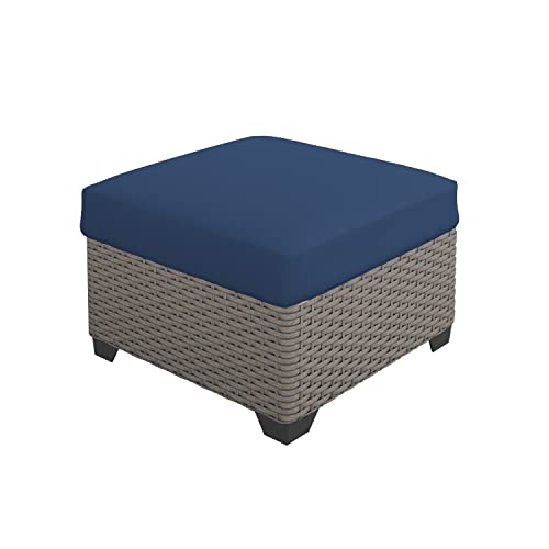 TK Classics Florence 7 Piece Outdoor Wicker Patio Furniture Set, Navy