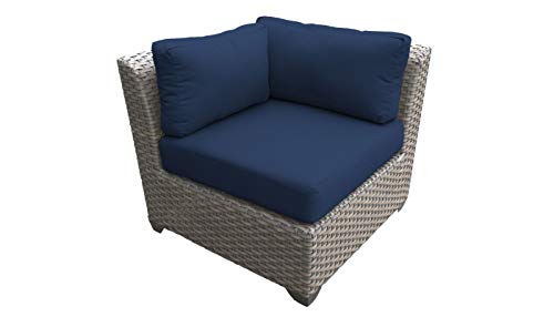 TK Classics Florence 7 Piece Outdoor Wicker Patio Furniture Set, Navy