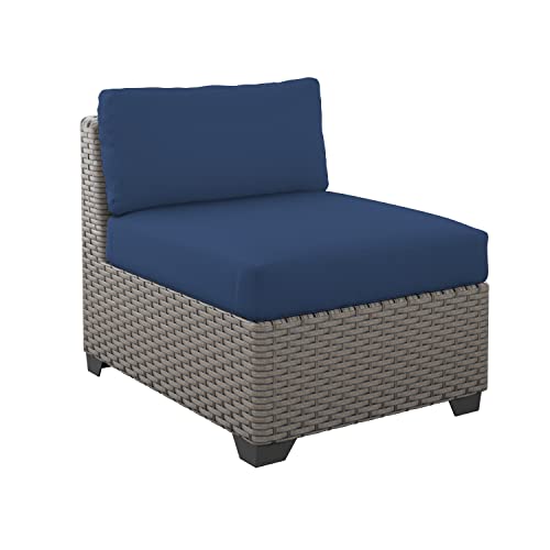 TK Classics Florence 7 Piece Outdoor Wicker Patio Furniture Set, Navy
