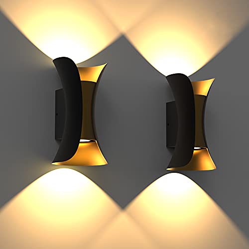 Shinbeam Outdoor Wall Lights,Up and Down LED Porch Lights,Waterproof 10W 3000K Wall Mount Light, Outdoor Wall Lamp Suitable for Garden & Patio Lights(2 Packs)