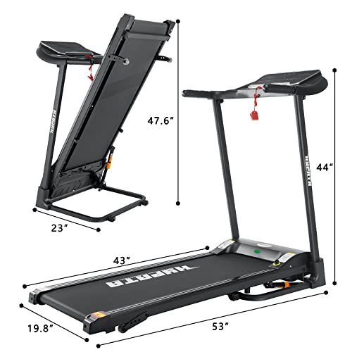 HYPATA Treadmill 300 lb Capacity,Max 2.5 HP Folding Treadmills for Running and Walking Jogging Exercise with 12 Preset Programs, 300 LBS Weight Capacity, Easy Assembly for Home Use