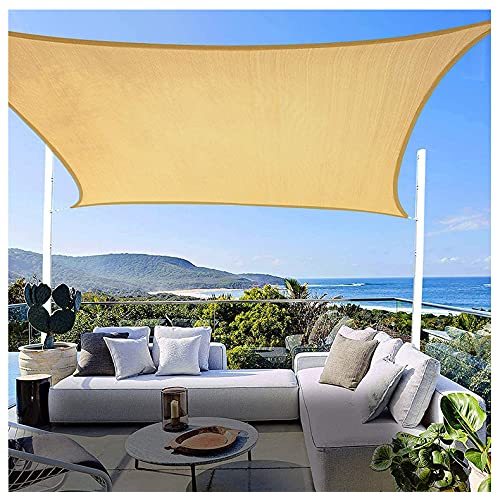 Isunshore 12'X16' Rectangle Sand Sun Patio Shade Sail Canopy Patio Sunshade Cover - 185 GSM - Block 98% of UV Radiation for Patio Backyard Lawn Garden Outdoor Awning, Sand