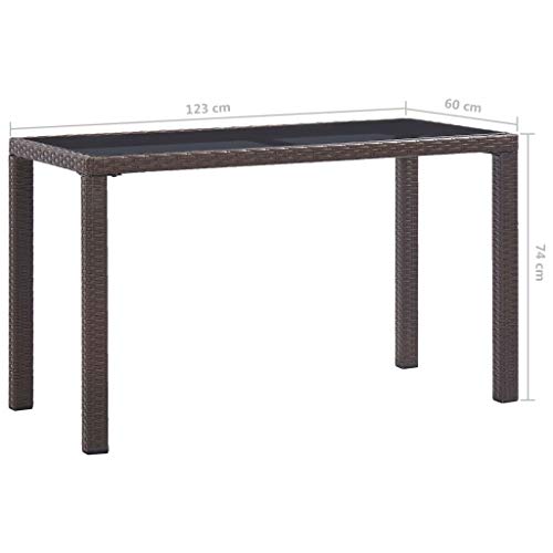 YUUIKLLE Garden Table , Patio Coffee Bistro Table PE Rattan Wicker Side Table,for Patio, Balcony,Backyard,Lawn,Brown 48.4"x13.6"x29.1" Poly Rattan