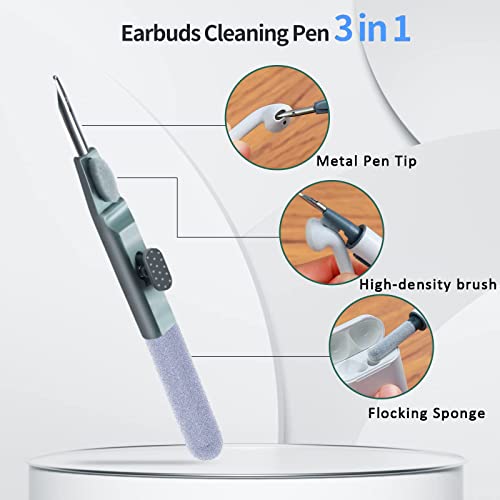 Airpod Cleaner Kit,Earbud Cleaning Kit for Airpods Pro 1 2 3, Multi-Function Cleaning Pen with Soft Brush Flocking Sponge,Suitable for Bluetooth Headset, Charging Box, Mobile Phone, Earbud (1Pcs)