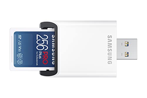 SAMSUNG PRO Plus Full Size SDXC Card Plus Reader 256GB, (MB-SD256KB/AM, 2021)