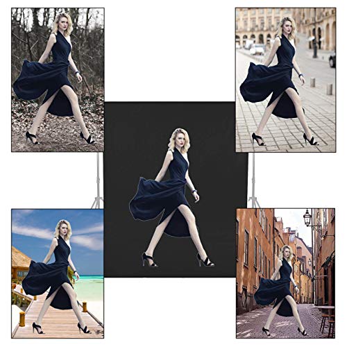 Folong Black Backdrop,Black Photo Backdrop,Black Screen Photo backdrop6 x 9 feet Black Photo Background Polyester Fiber, Non-Reflective Edge Treatment to Prevent Tearing 4 Clips