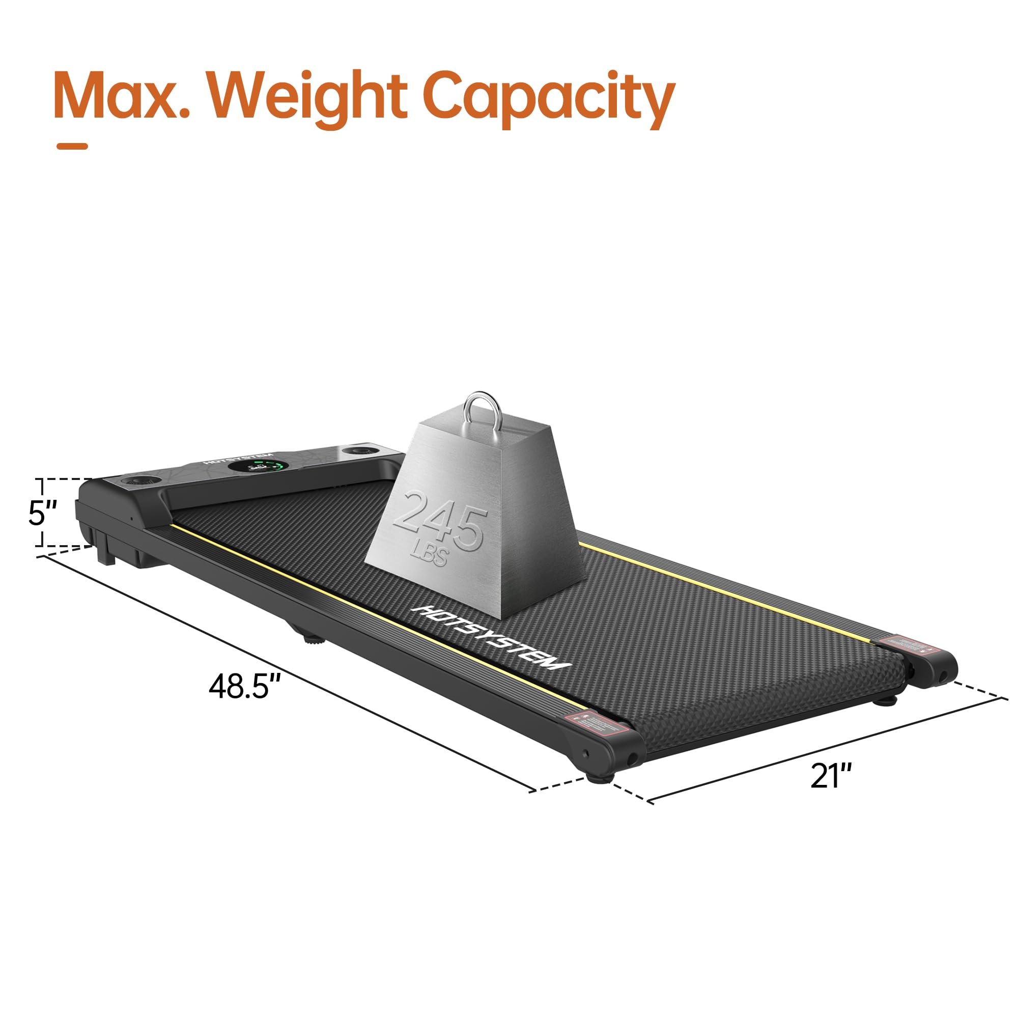 HOTSYSTEM Under Desk Treadmill, Walking Pad for Home/Office, Portable Walking Treadmill, Walking Jogging Machine with APP and LED Display