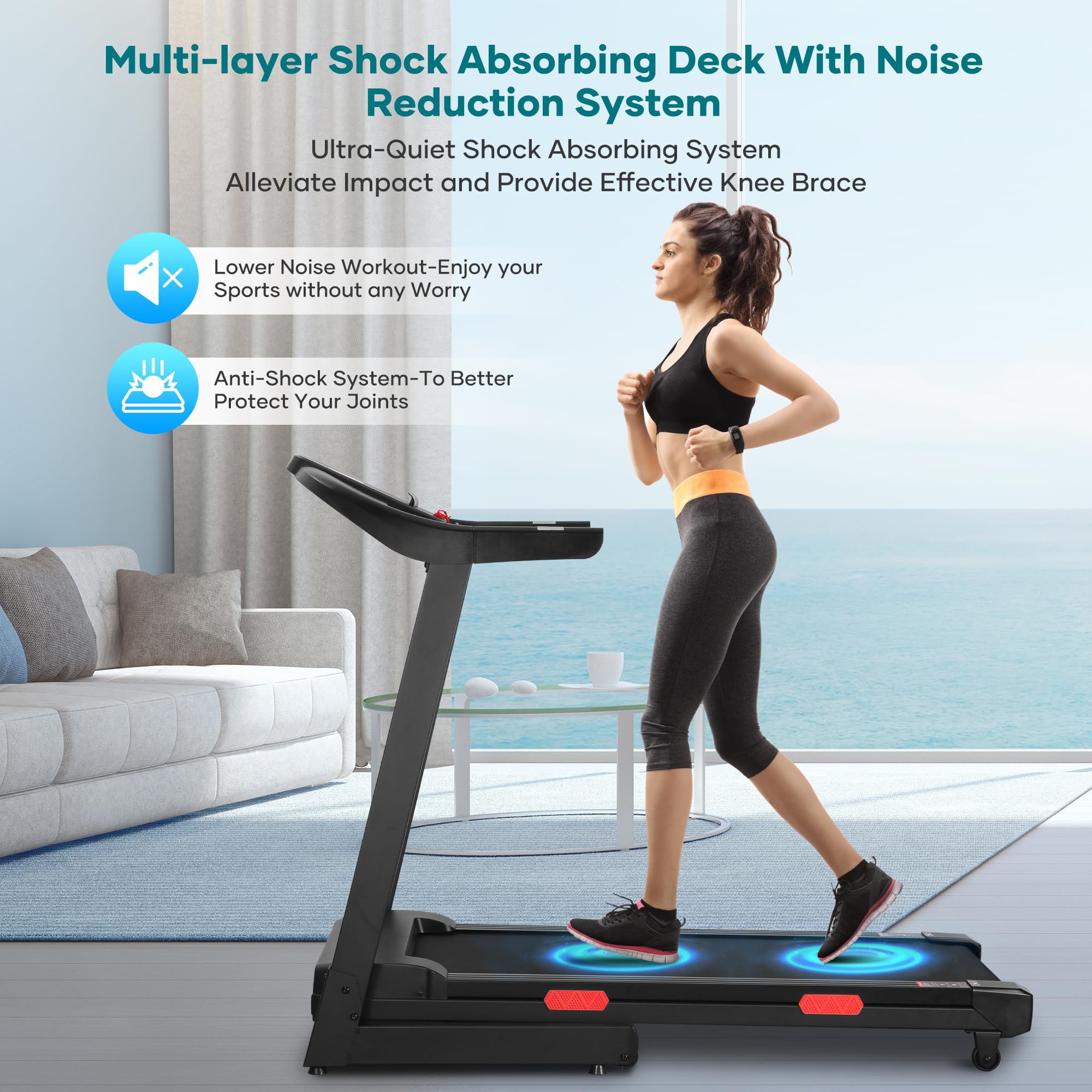 Treadmill with 15% Auto Incline 17.5'' Foldable Treadmill with Bluetooth Speaker Control Treadmill with Incline 5 Pre-Set Training Programs LCD Monitor 8.5 MPH Treadmills for Home Office Gym Use